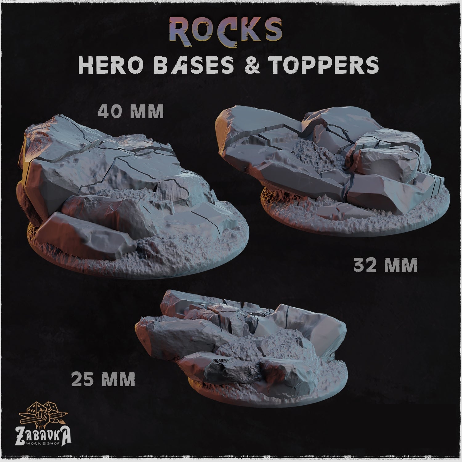 Rocks Hero Base Toppers – 3D and Geek